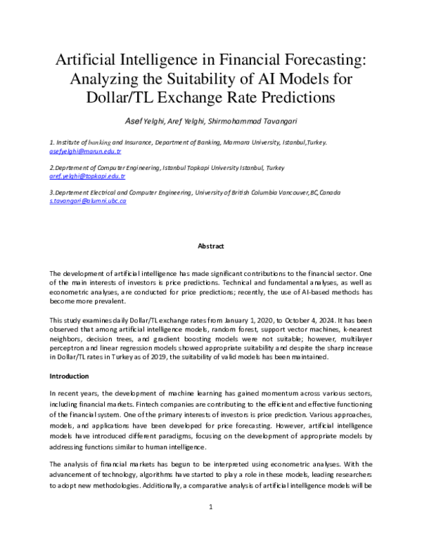 (PDF) Artificial Intelligence in Financial Forecasting: Analyzing the ...