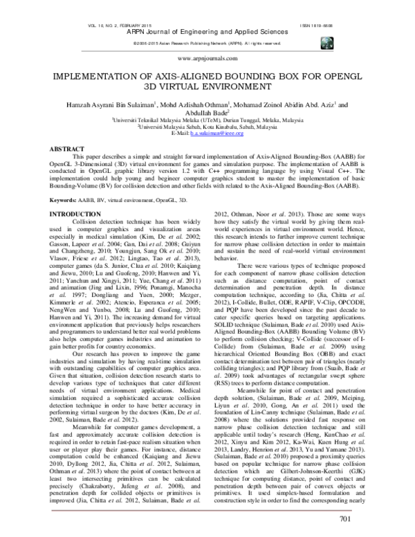 (PDF) Implementation Of Axis-Aligned Bounding Box For Opengl3d Virtual ...