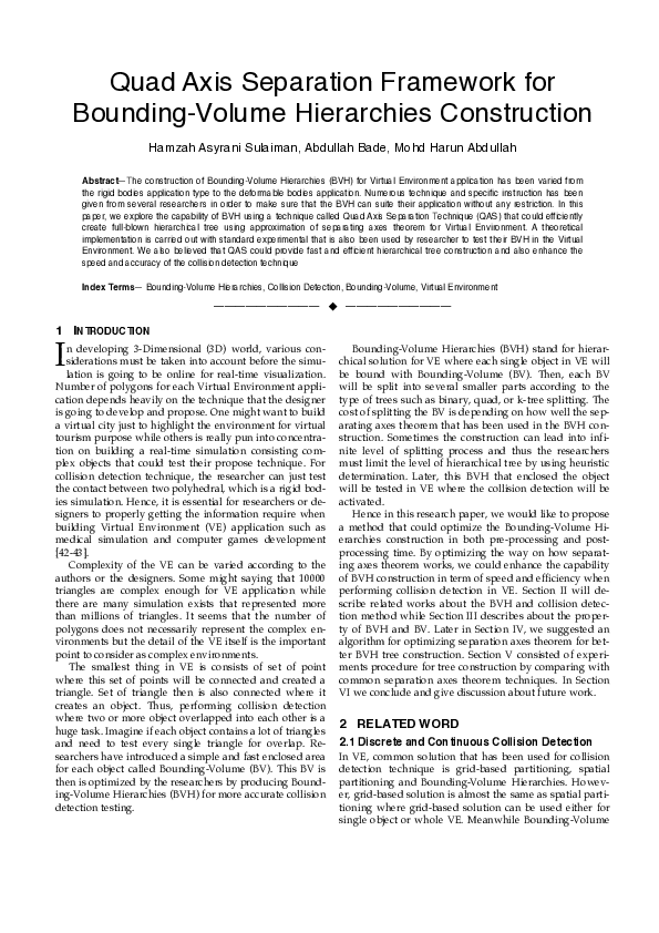 (PDF) Quad Axis Separation Framework for Bounding-Volume Hierarchies Construction