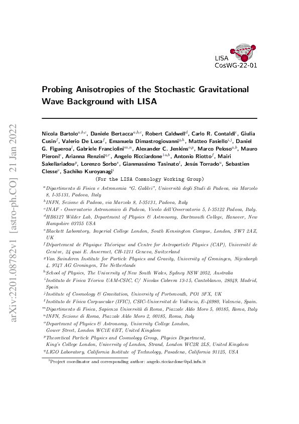 Pdf Probing Anisotropies Of The Stochastic Gravitational Wave Background With Lisa