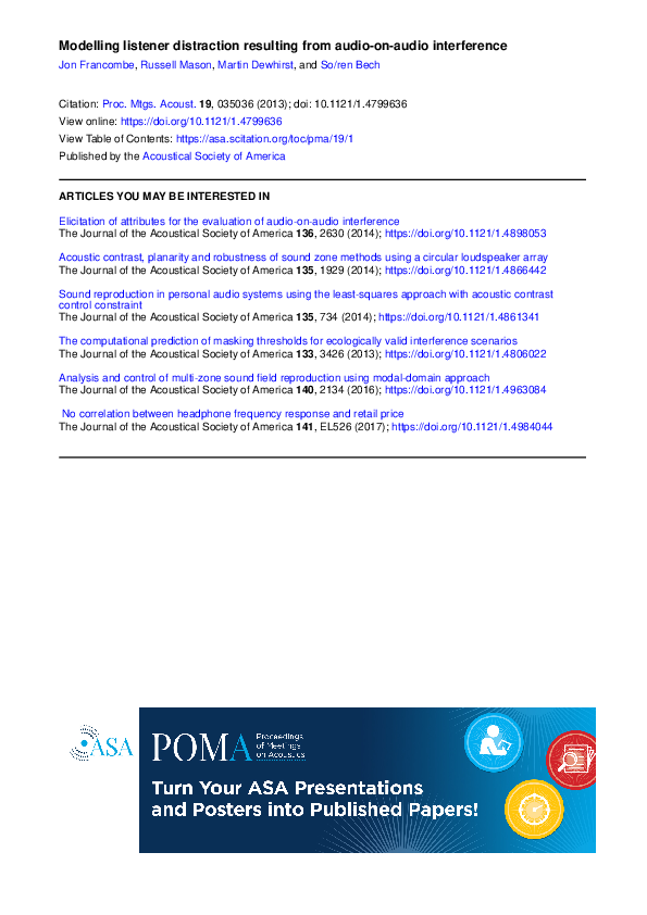 (PDF) Modelling listener distraction resulting from audio-on-audio interference
