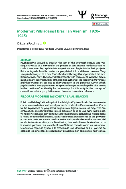 (PDF) Modernist Pills against Brazilian Alienism (1920–1945) (Pílulas ...