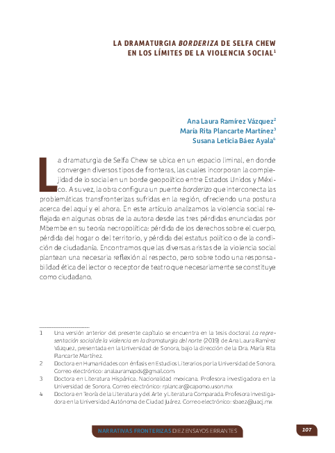 (PDF) La dramaturgia borderiza de Selfa Chew en los límites de la ...
