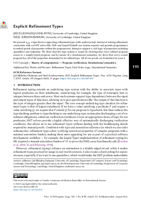 (PDF) Explicit Refinement Types