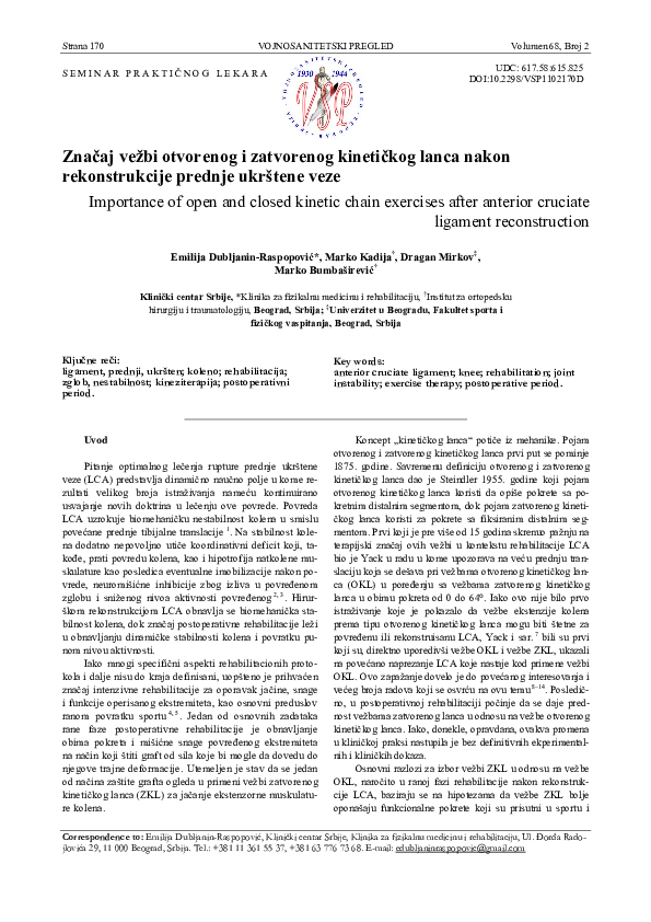 (PDF) Importance of open and closed kinetic chain exercises after ...