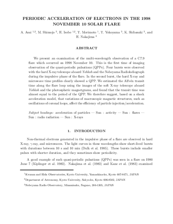 (PDF) Periodic Acceleration of Electrons in the 1998 November 10 Solar ...
