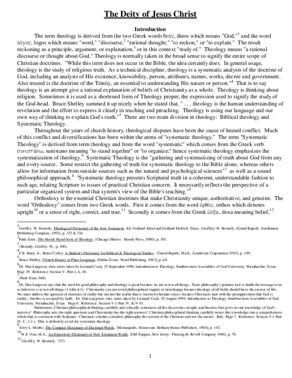 (PDF) Deity of Jesus Christ