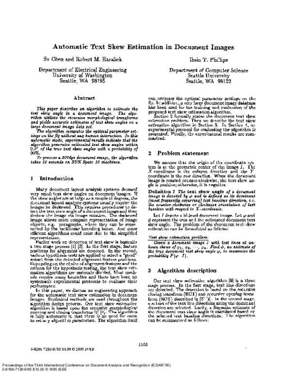 (PDF) Automatic text skew estimation in document images