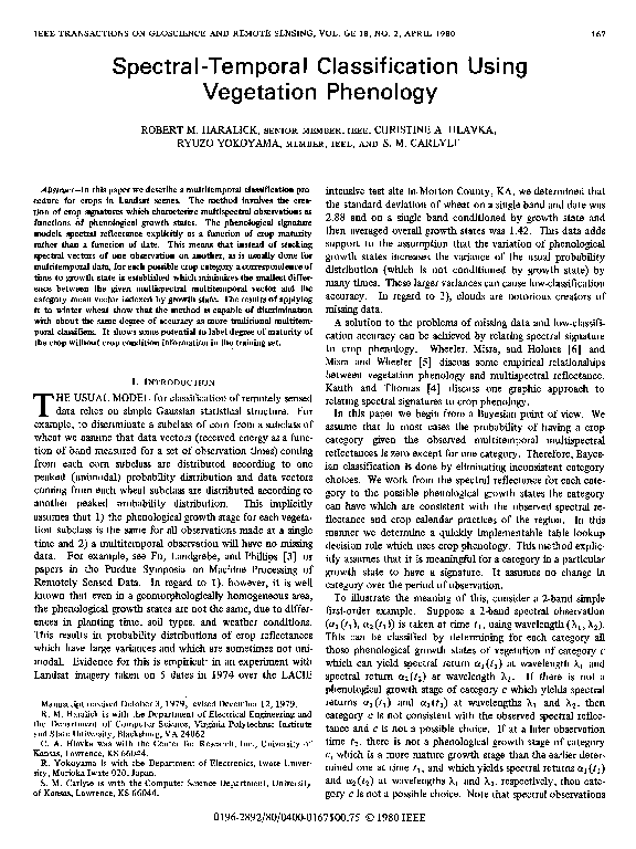 (PDF) Spectral-Temporal Classification Using Vegetation Phenology