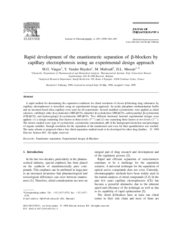 (PDF) Rapid development of the enantiomeric separation of β-blockers by capillary ...