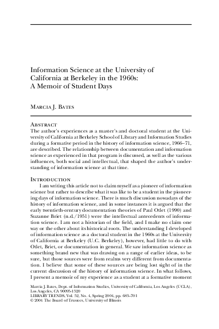 (PDF) Information science at the University of California at Berkeley ...