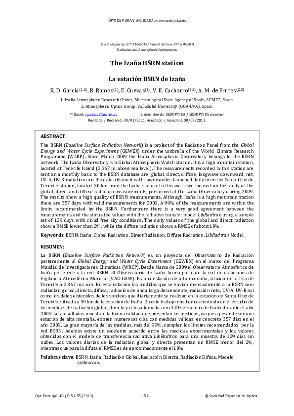 (PDF) The Izaña BSRN station