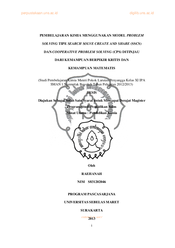 (PDF) Pembelajaran Kimia Menggunakan Model Problem Solving Tipe Search Solve Create and Share ...