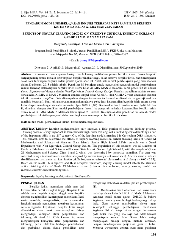 (PDF) Efektifitas Model Pembelajaran Problem Solving Tipe Search Solve Create and Share (SSCS ...