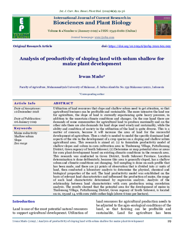 (PDF) Analysis of productivity of sloping land with solum shallow for ...