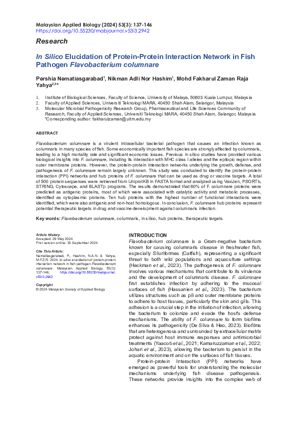(PDF) In Silico Elucidation of Protein-Protein Interaction Network in ...