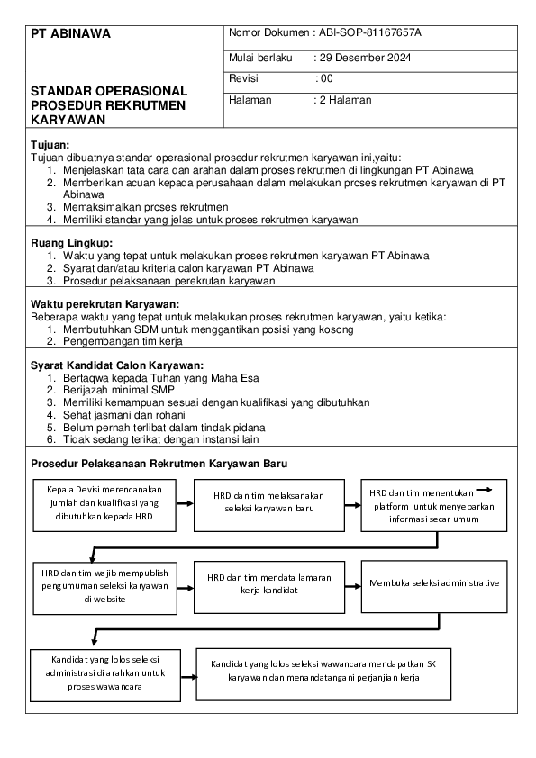 (PDF) SOP REKRUTMEN KARYAWAN