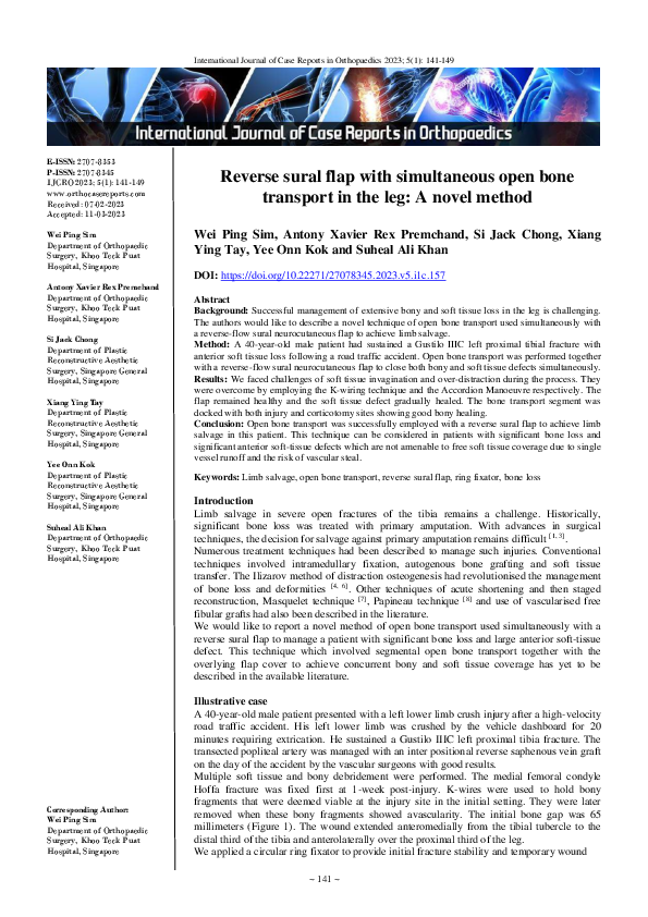 (PDF) Reverse sural flap with simultaneous open bone transport in the ...