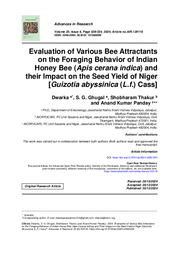 (PDF) Evaluation of Various Bee Attractants on the Foraging Behavior of ...