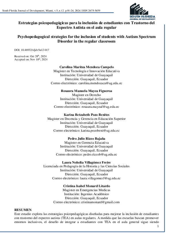 (PDF) Psychopedagogical strategies for the inclusion of students with ...