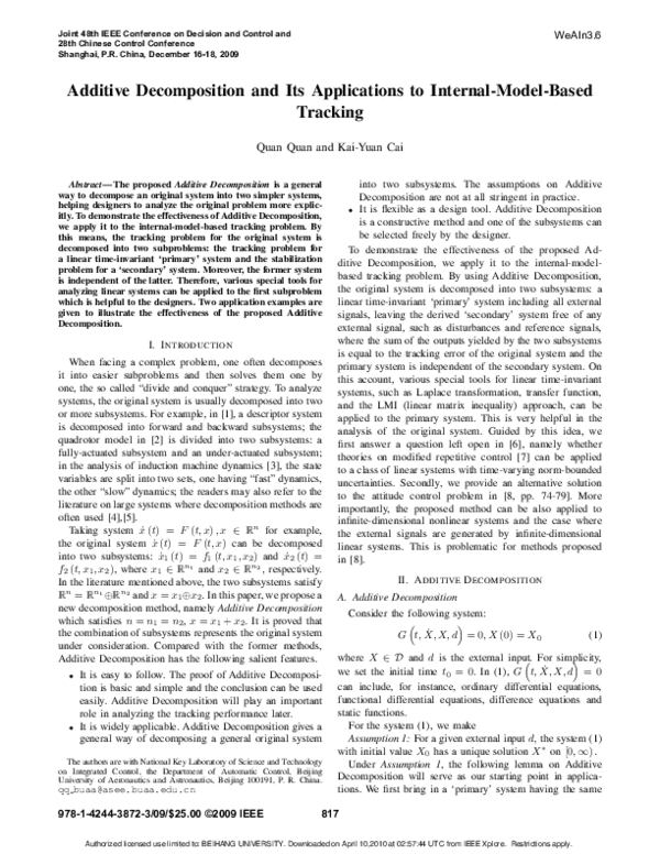 (PDF) Additive Decomposition and its applications to internal-model ...