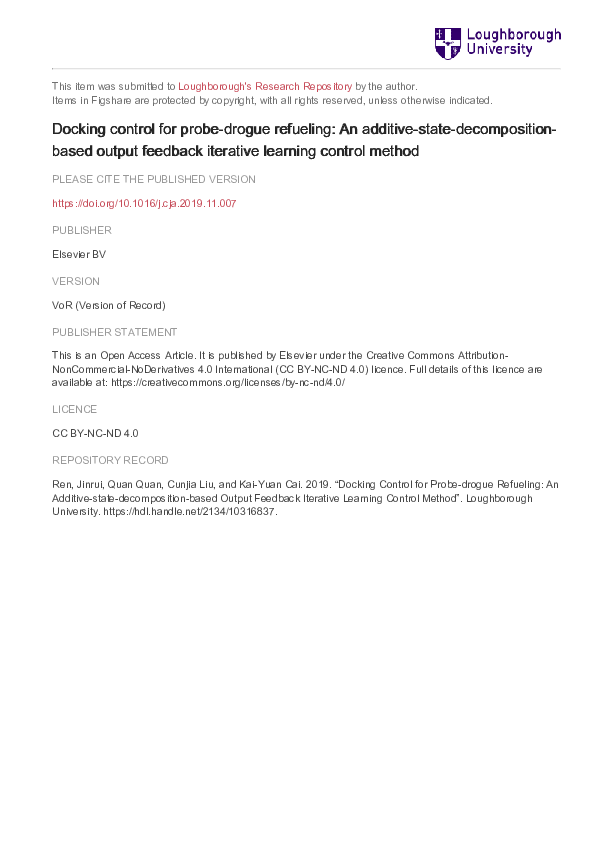 (PDF) Docking control for probe-drogue refueling: An additive-state-decomposition-based output ...