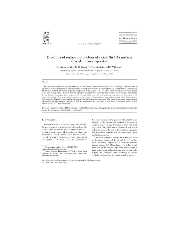 (PDF) Evolution of surface morphology of vicinal Si(111) surfaces after ...