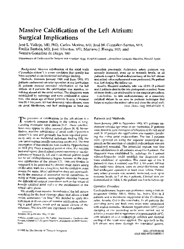 (PDF) Massive calcification of the left atrium: Surgical implications