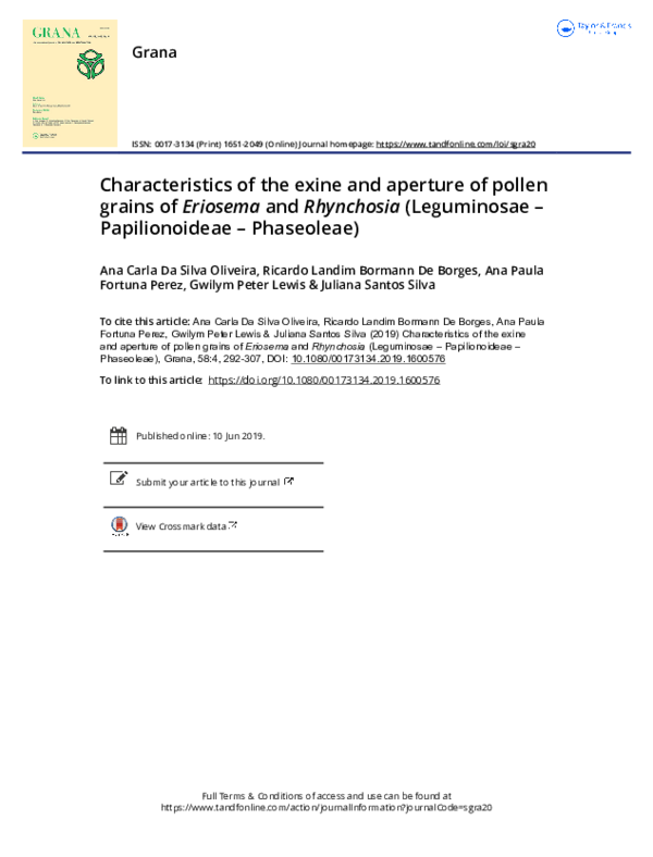 (PDF) Characteristics of the exine and aperture of pollen grains of ...
