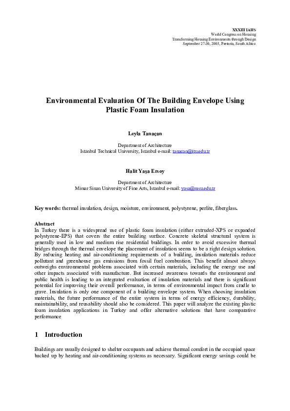 (PDF) Environmental evaluation of the building envelope using plastic ...