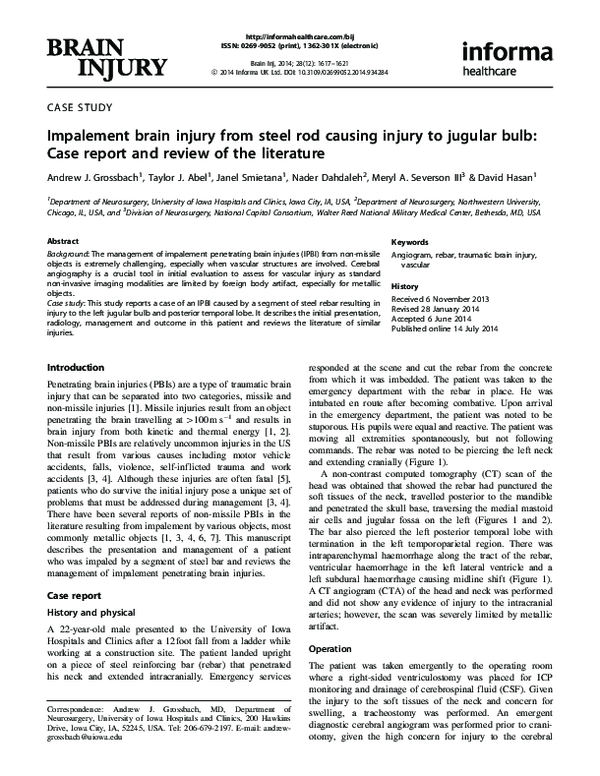 (PDF) Impalement brain injury from steel rod causing injury to jugular ...
