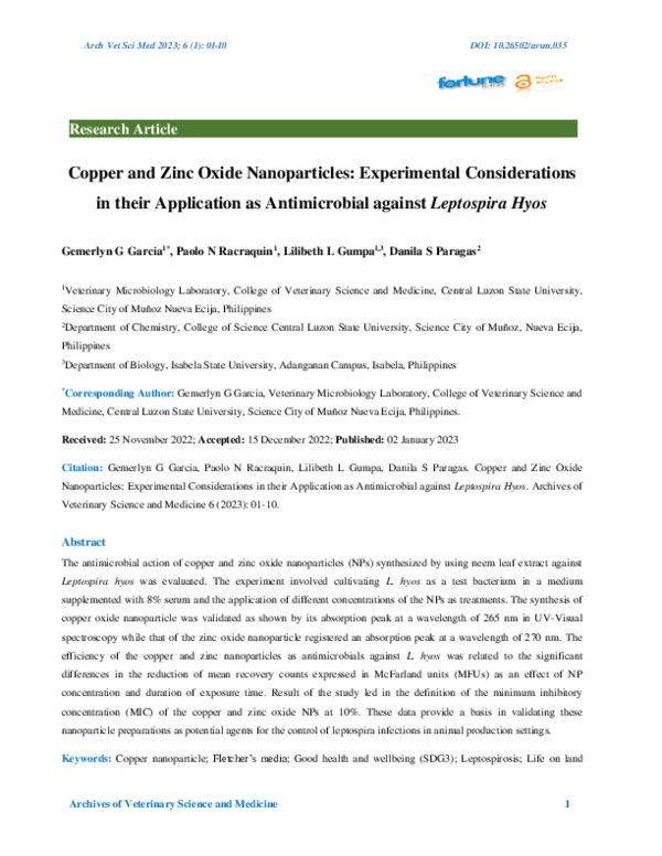 (PDF) Copper and Zinc Oxide Nanoparticles: Experimental Considerations ...