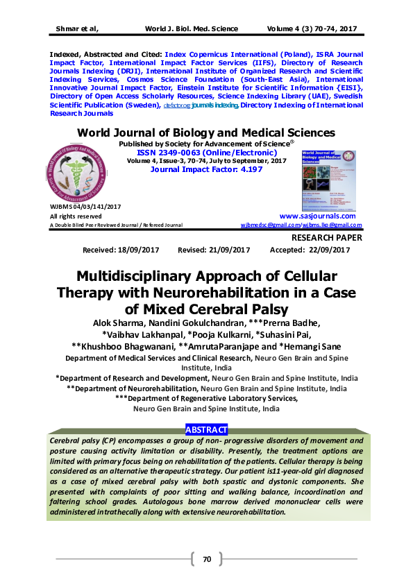 (PDF) Multidisciplinary Approach of Cellular Therapy with ...