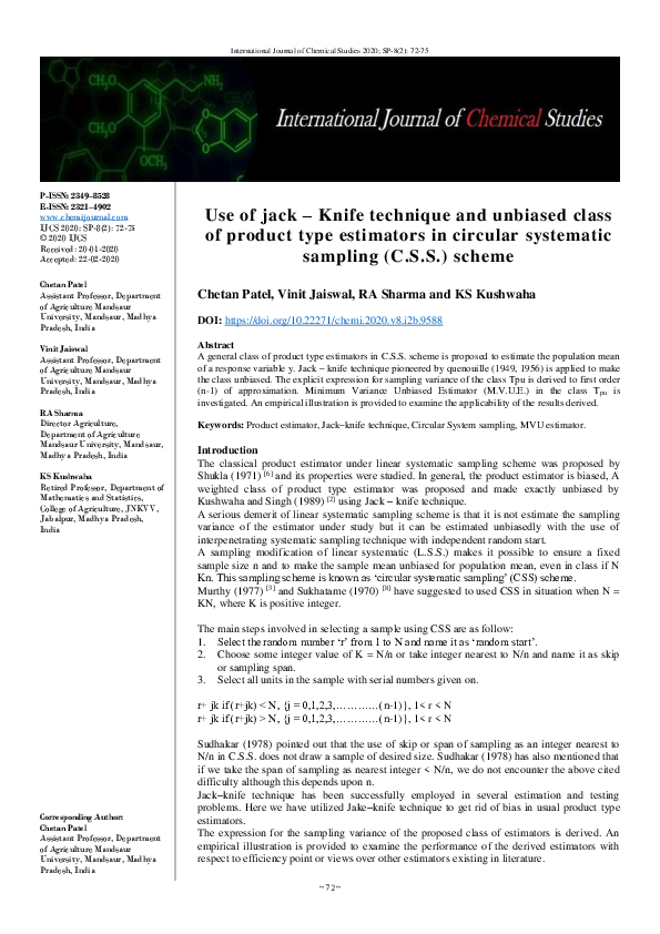 (PDF) Use of jack – Knife technique and unbiased class of product type ...