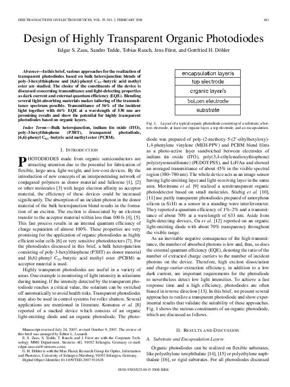 (PDF) Design of Highly Transparent Organic Photodiodes