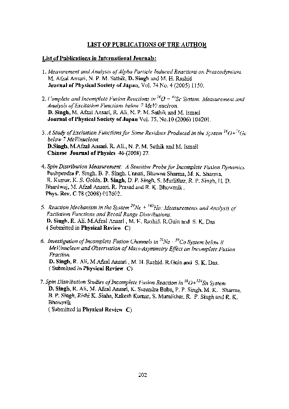 (PDF) Complete and Incomplete Fusion Reactions in16O+45Sc System ...