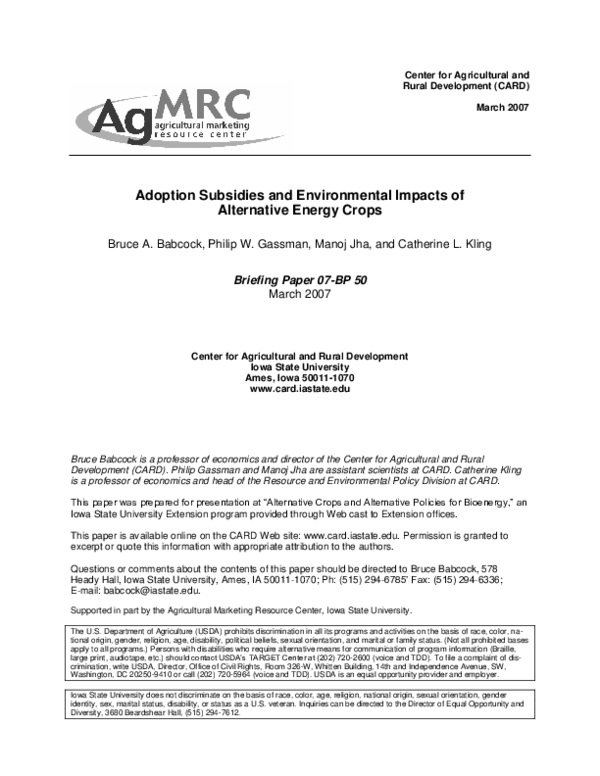 (PDF) Adoption subsidies and environmental impacts of alternative ...