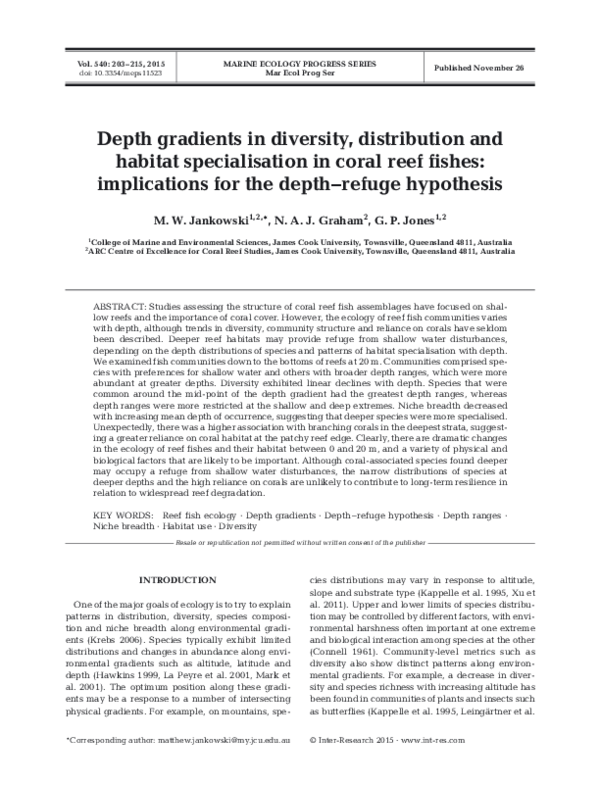(PDF) Depth gradients in diversity, distribution and habitat ...