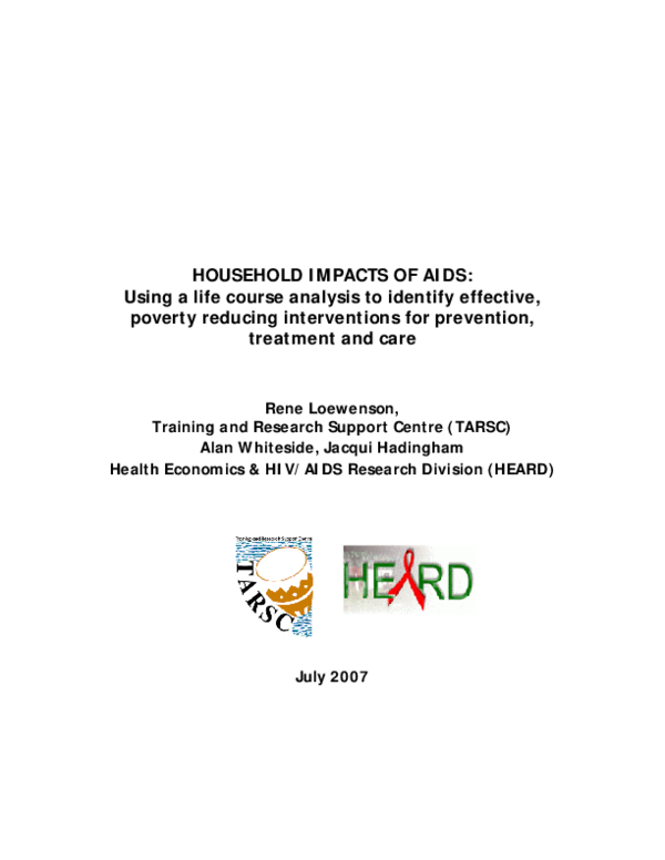 (PDF) Household impacts of AIDS: using a life course approach to ...