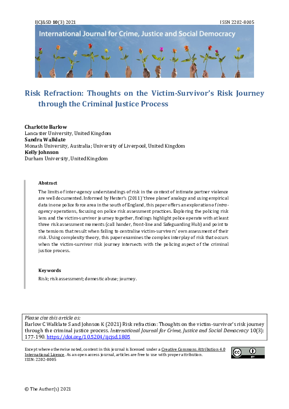 (PDF) Risk Refraction: Thoughts on the Victim-Survivor’s Risk Journey ...