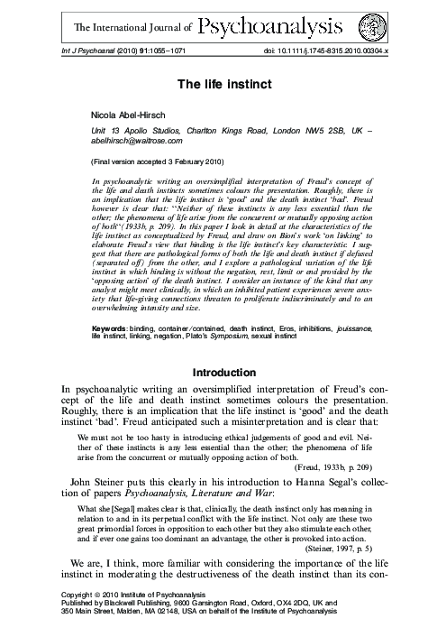 (PDF) The life instinct