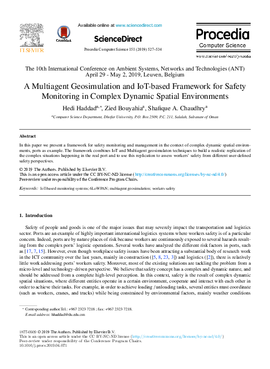(PDF) A Multiagent Geosimulation and IoT-based Framework for Safety Monitoring in Complex ...