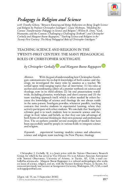 (PDF) Teaching Science and Religion in the Twenty‐First Century: The ...