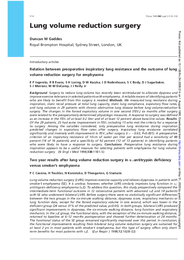 (PDF) Lung volume reduction surgery