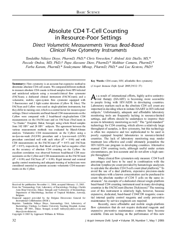 (PDF) Absolute CD4 T-Cell Counting in Resource-Poor Settings