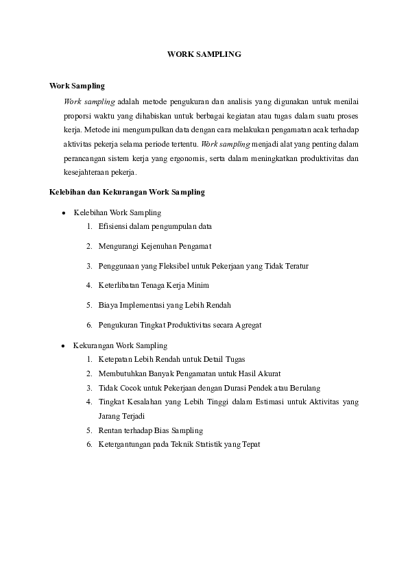 (PDF) WORK SAMPLING