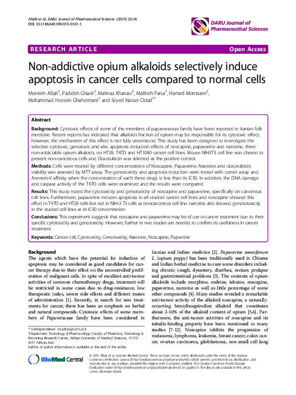 (PDF) Non-addictive opium alkaloids selectively induce apoptosis in ...