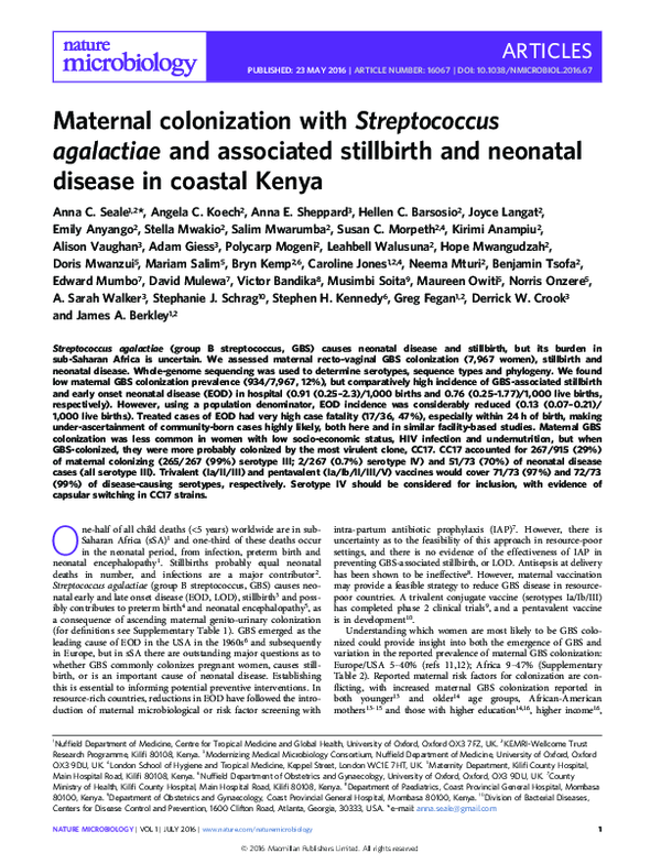 (PDF) Maternal colonization with Streptococcus agalactiae and ...