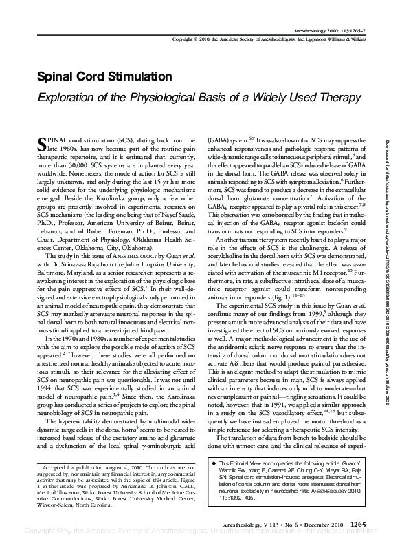 (PDF) Spinal Cord Stimulation