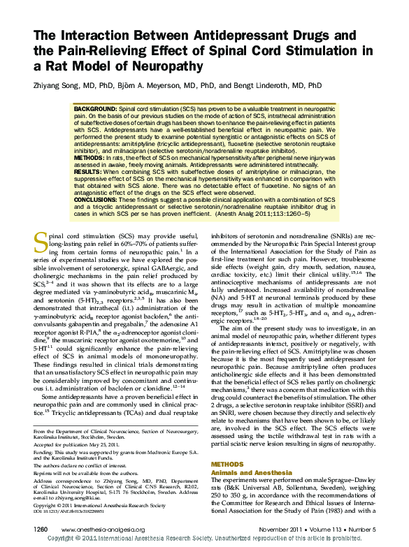 (PDF) The Interaction Between Antidepressant Drugs and the Pain ...